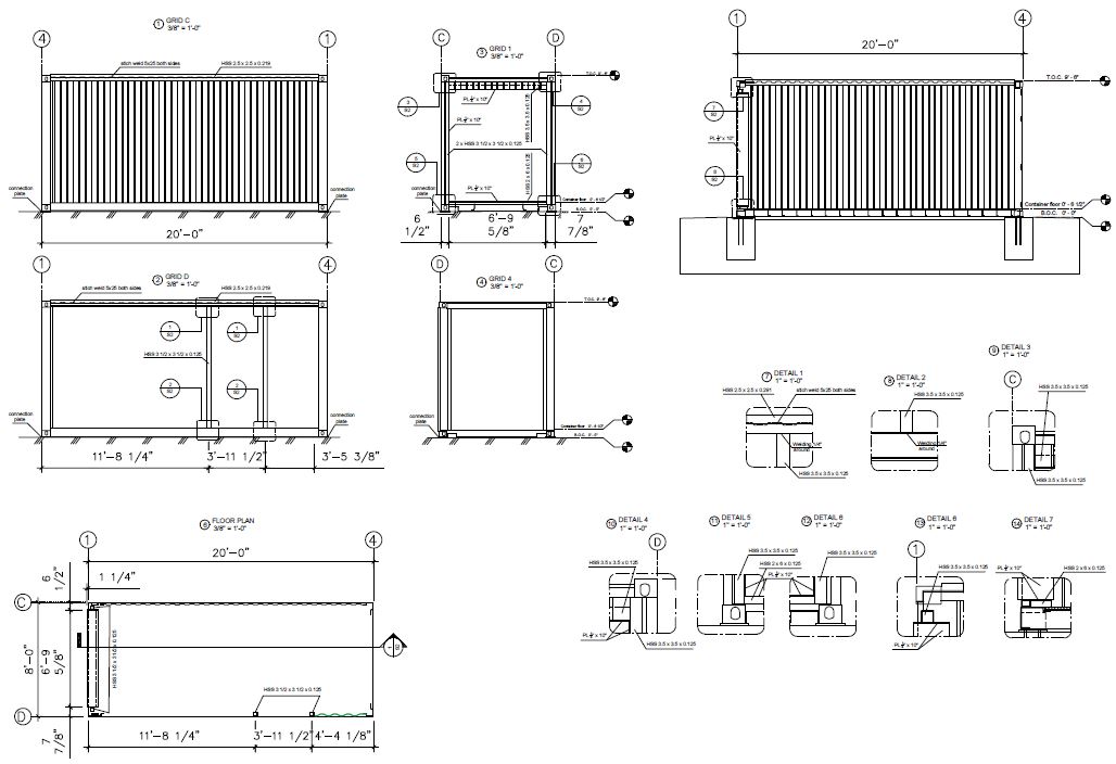Shipping Container Detail Drawings Shipping Container Drawings Stock